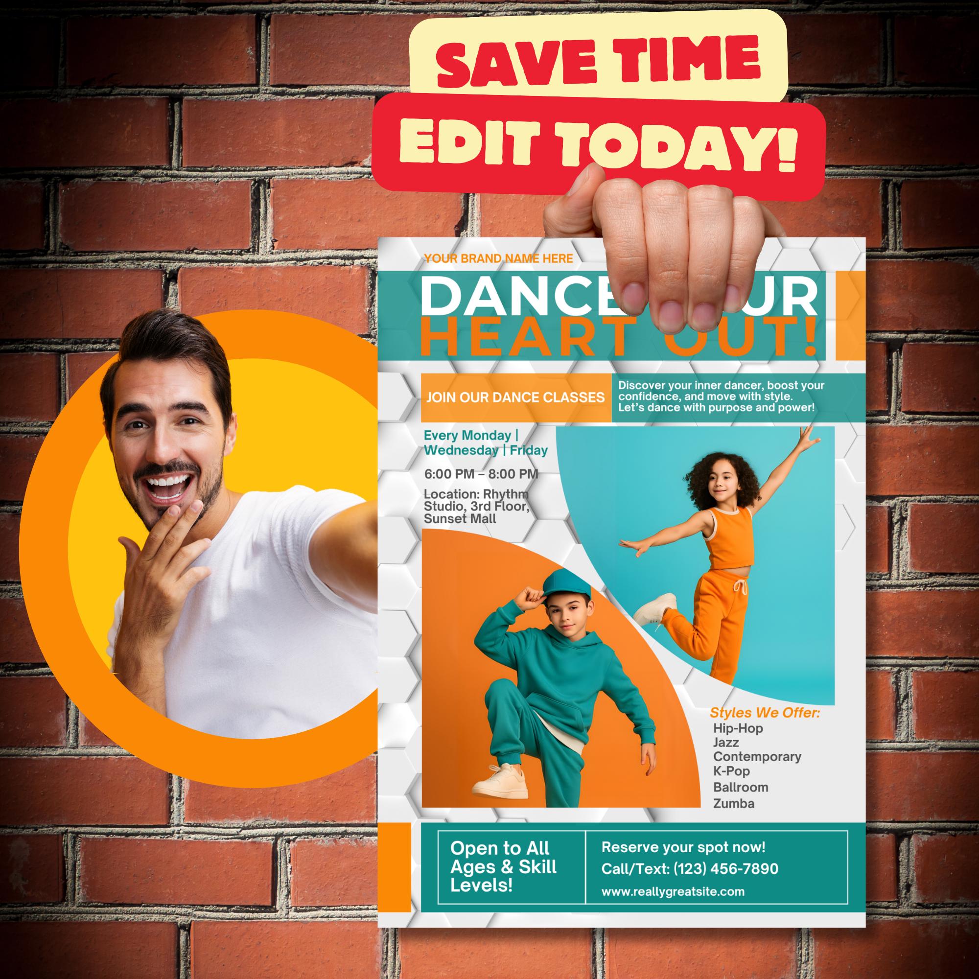Editable Dance Camp Flyer Template | Dance Workshop Promotional Poster ...
