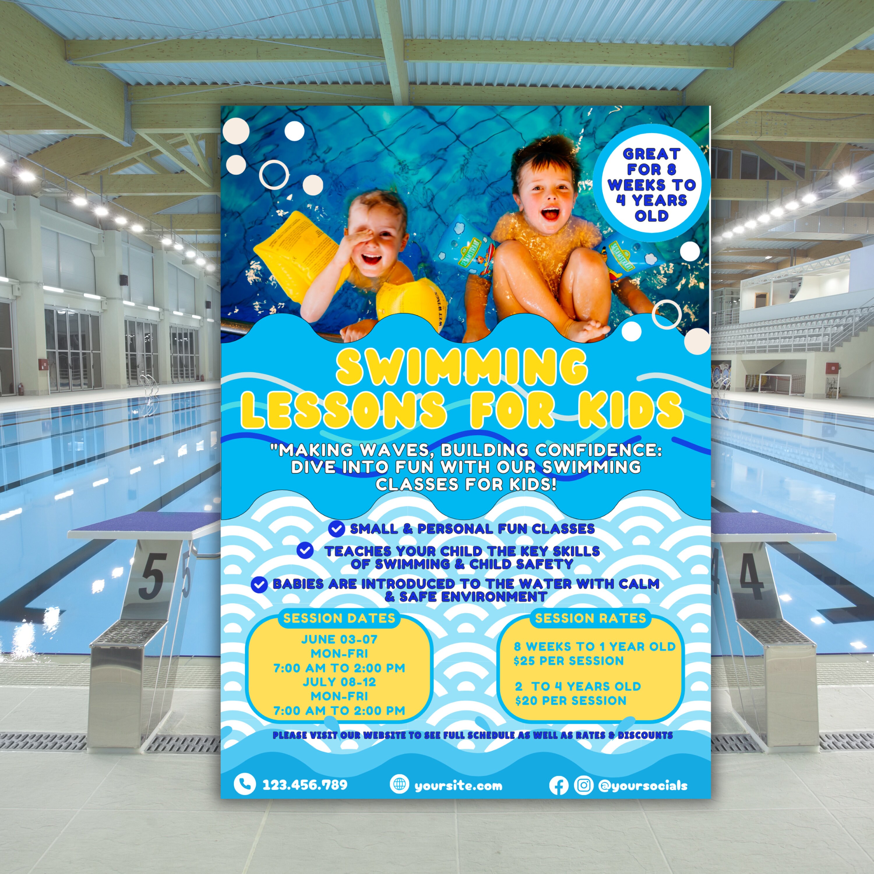 Kids Swimming Lesson Flyer Template: Editable Canva Design - Etsy