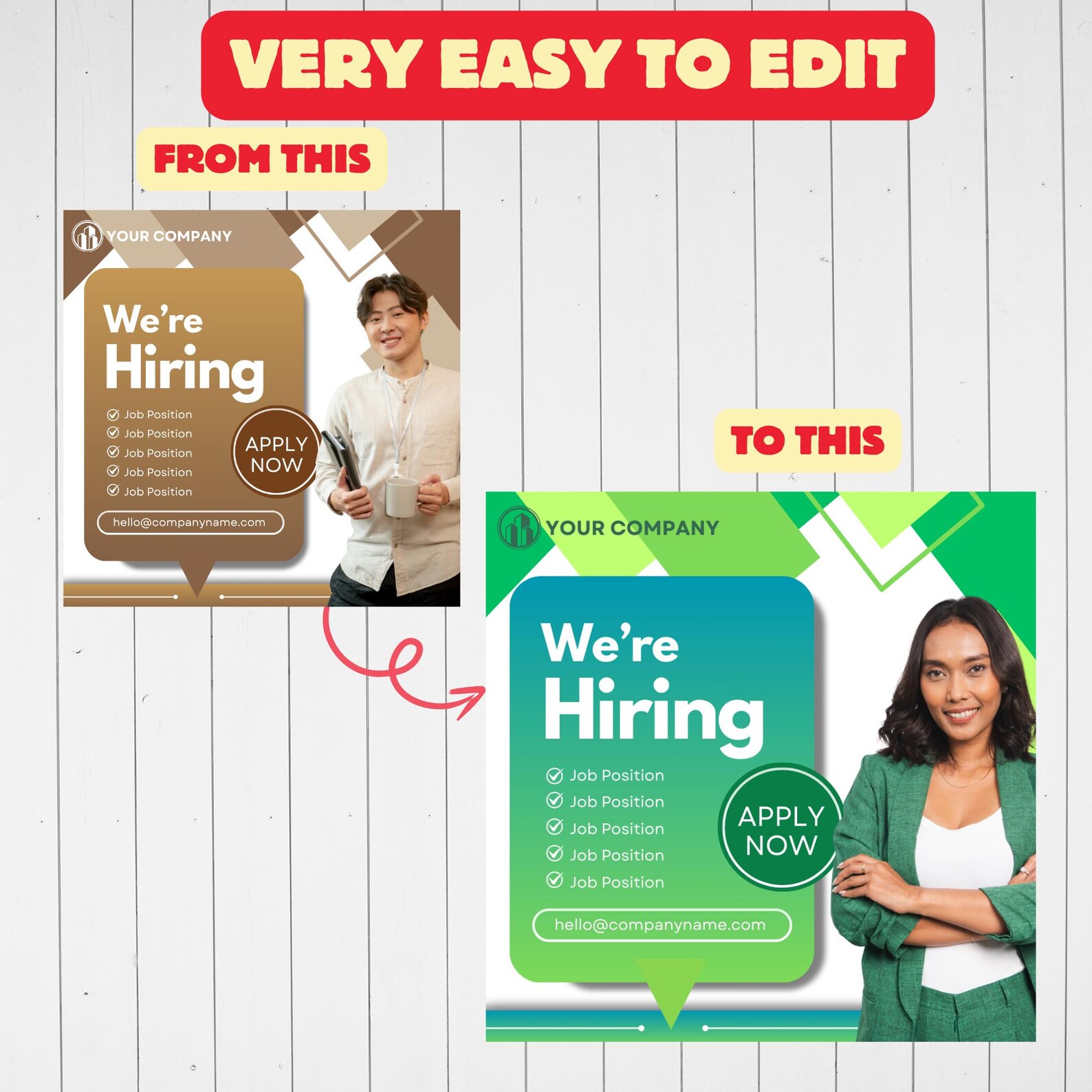 Editable Hiring Flyer Template – Modern Canva Design for Job ...