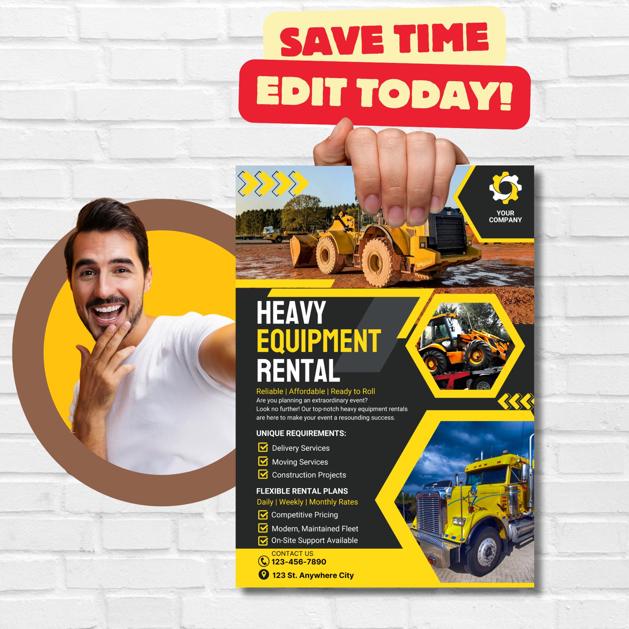 Heavy Equipment Rental Flyer Template: Editable Canva Design - Etsy