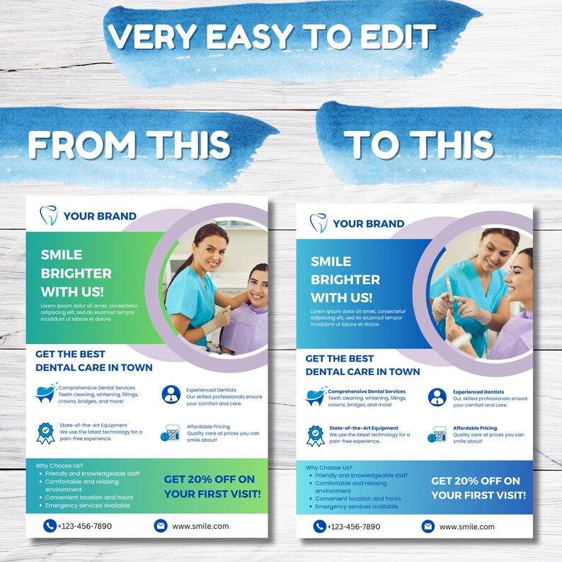 Dental Clinic Editable Flyer Template. Customizable Dentist Office ...