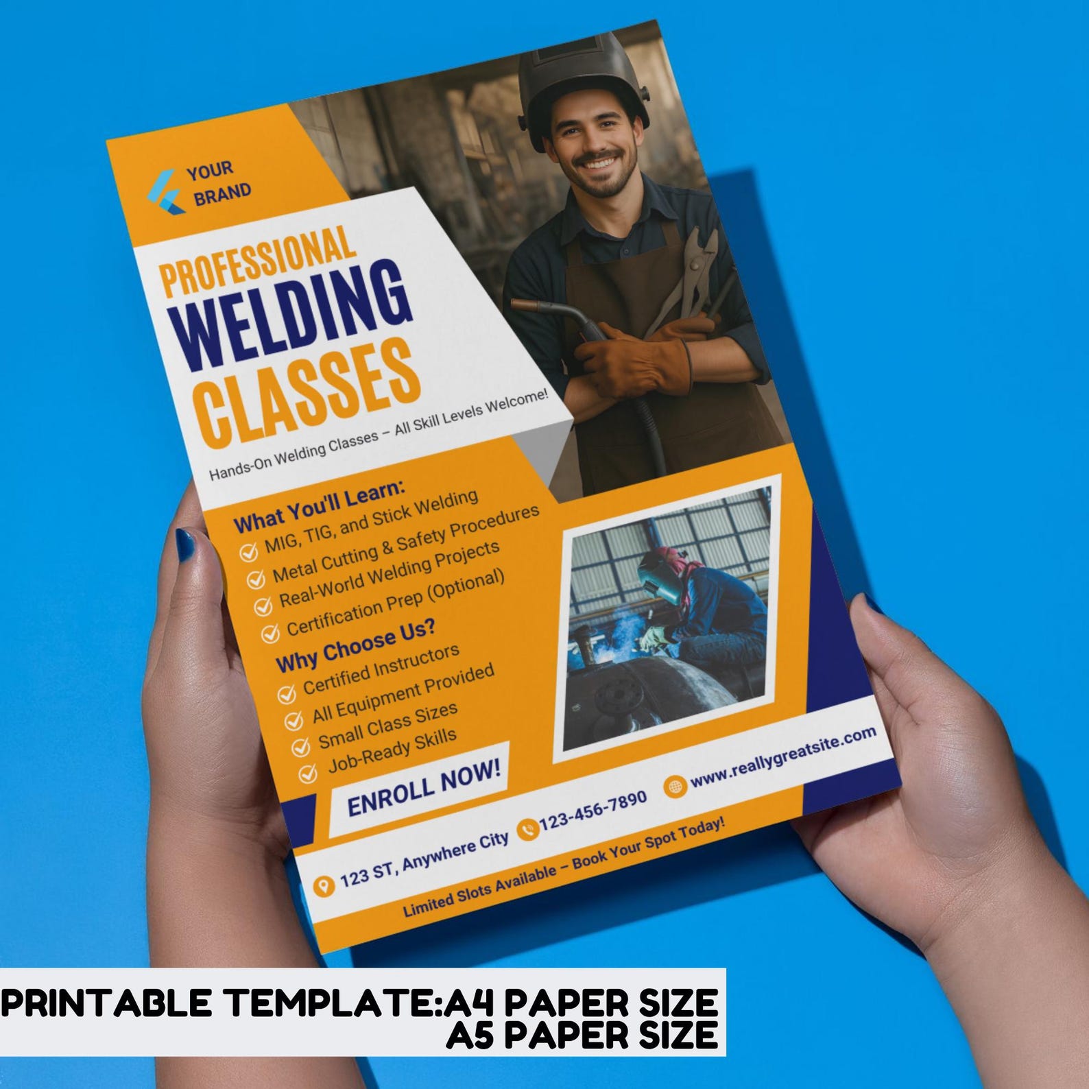 Welding Classes Flyer Template: Editable Canva Design for Trade Schools ...