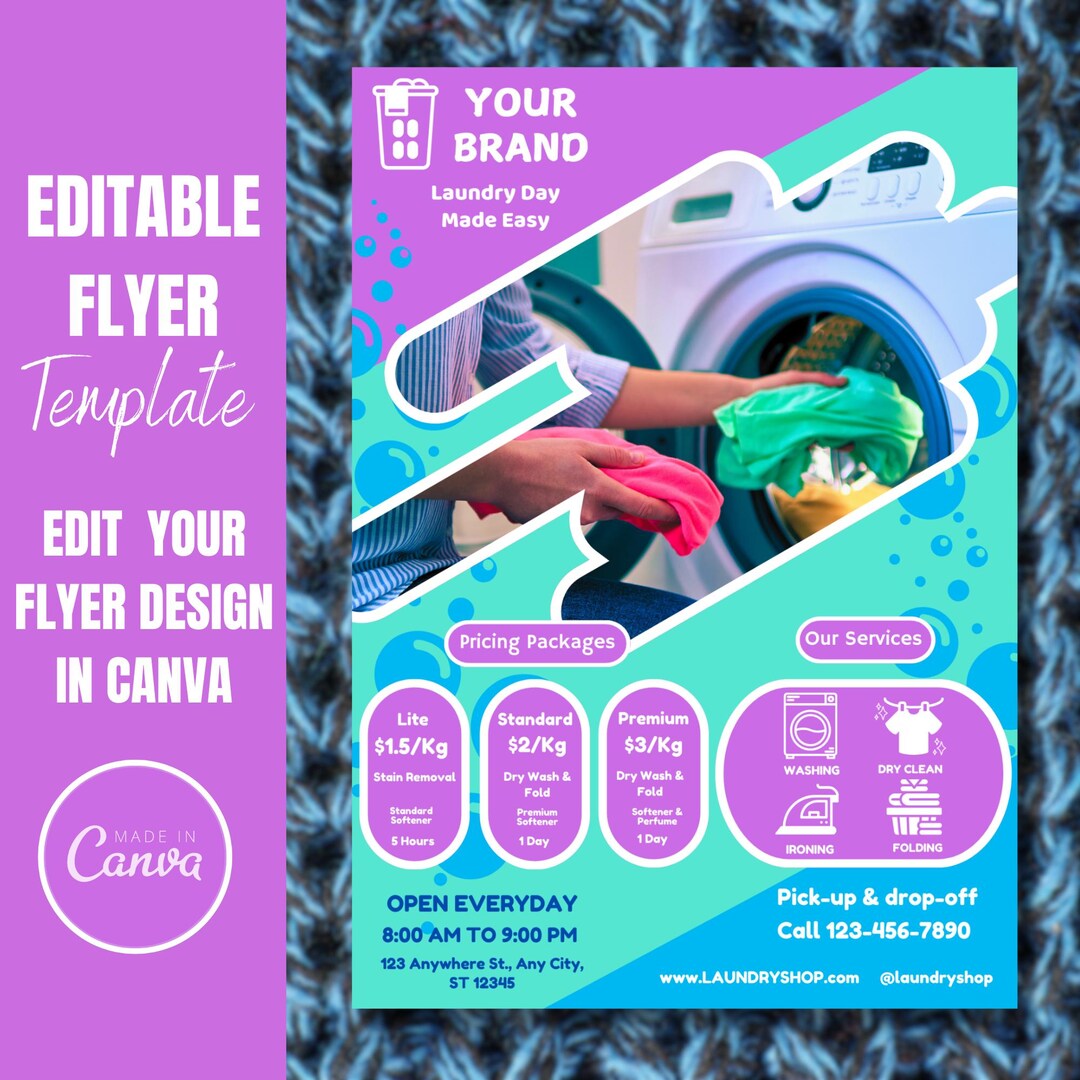 Laundry Shop Editable Flyer Template - Customizable Laundry Business ...