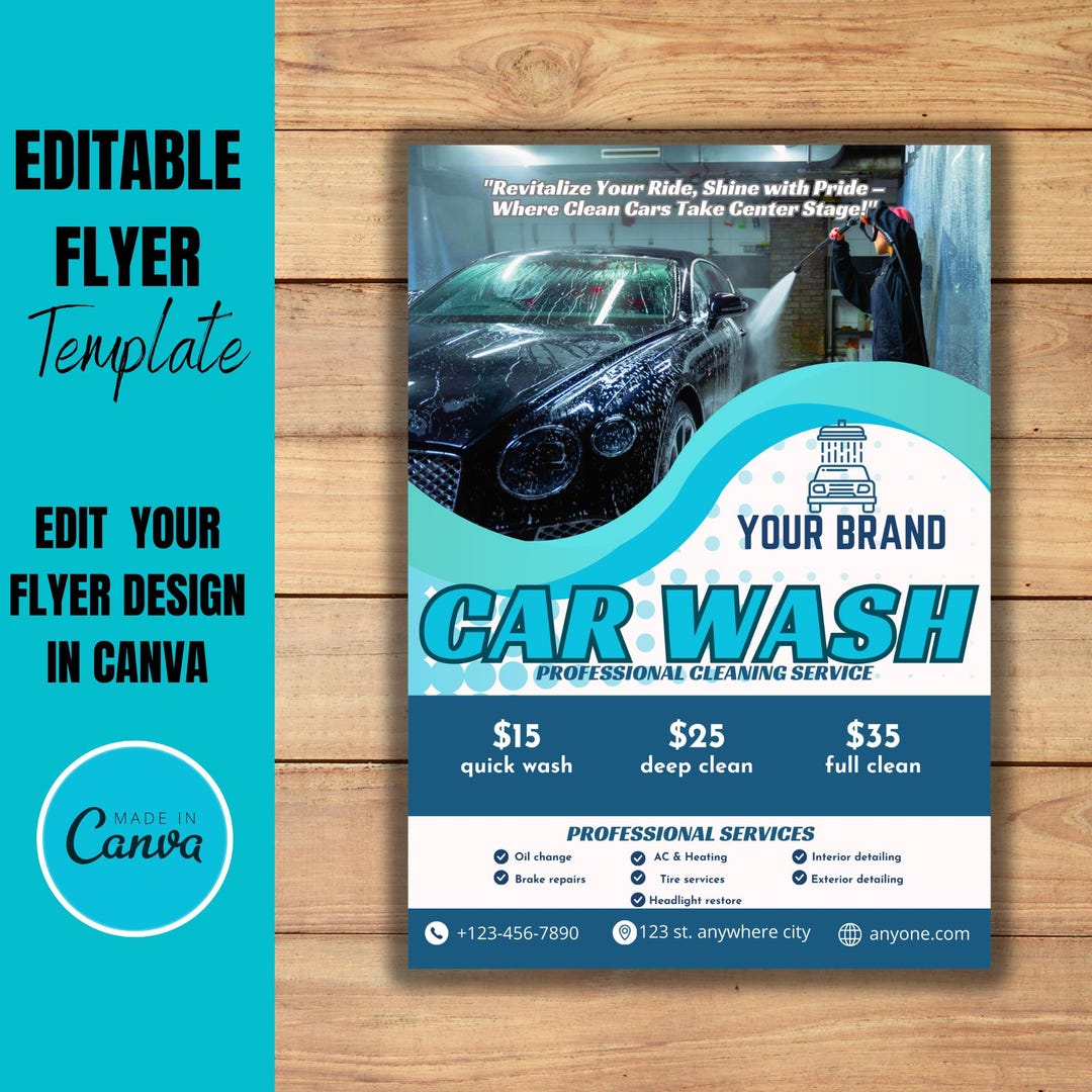 Professional Car Wash Promotion - DIY Flyer Template - Instant Digital ...