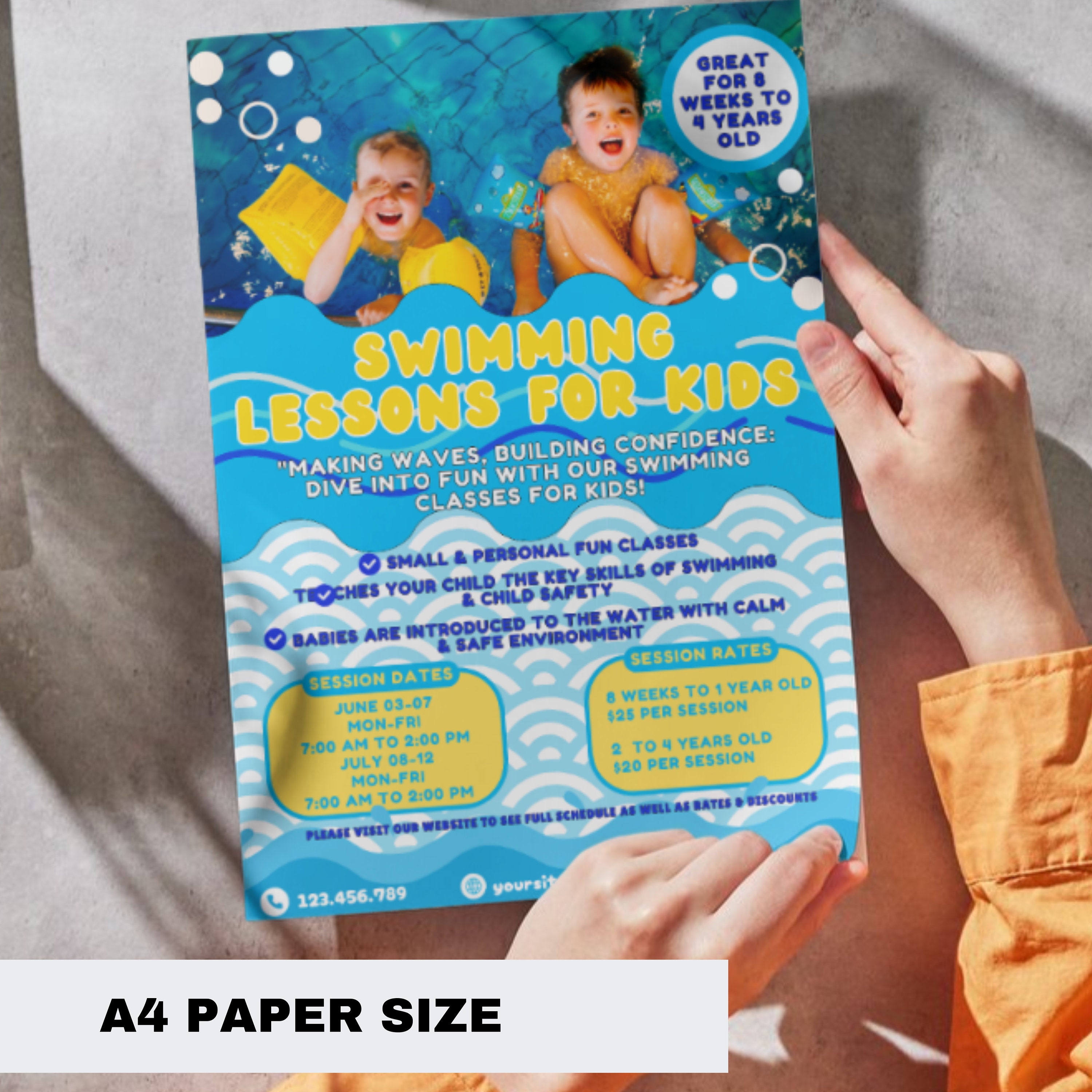 Kids Swimming Lesson Flyer Template: Editable Canva Design - Etsy