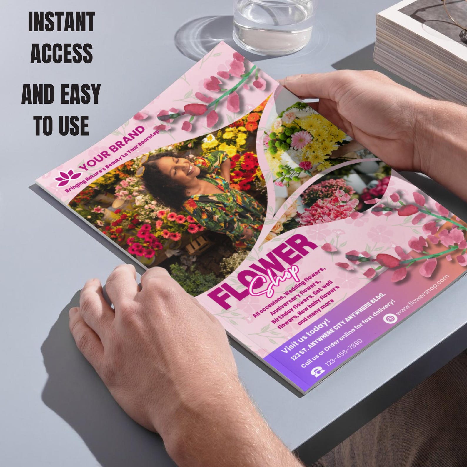 Flower Shop Flyer Template - Printable Design. Premade Canva Flyer ...