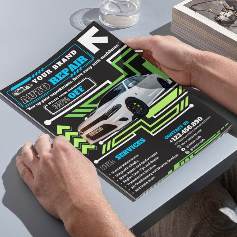 Auto Repair Shop Flyer Template: Editable Canva Layout (digital ...