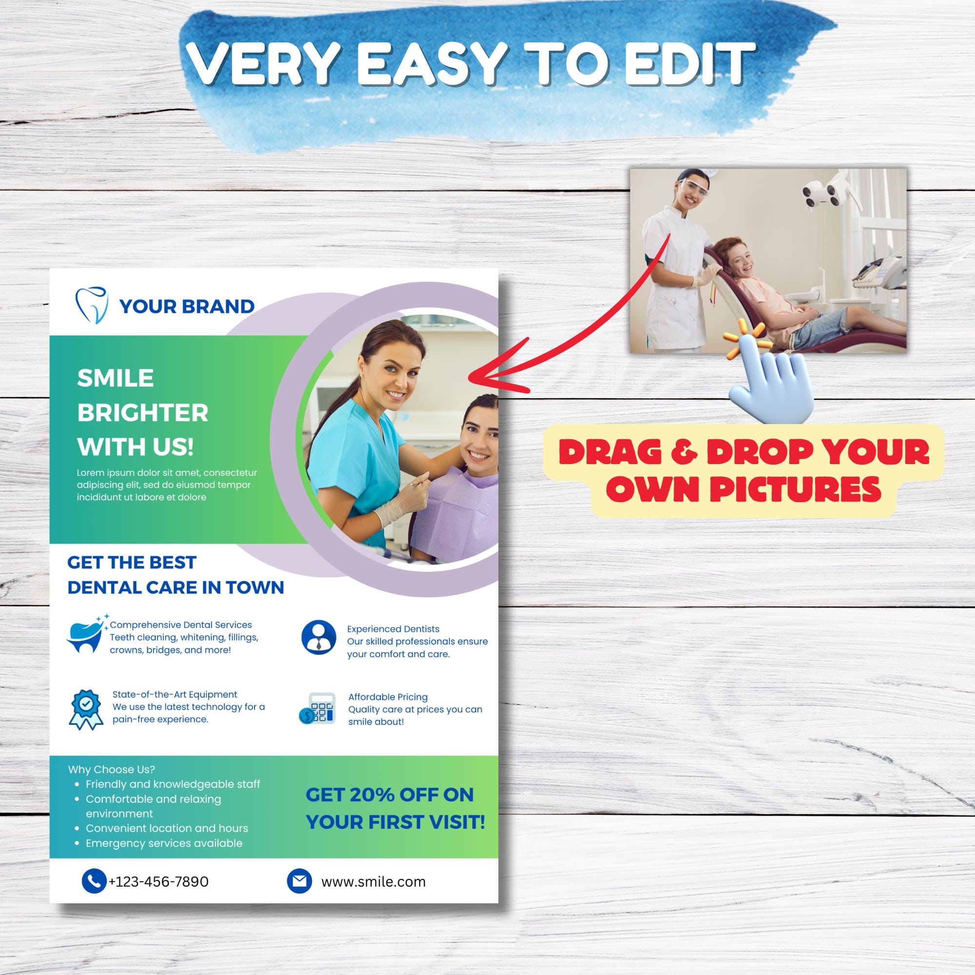 Dental Clinic Editable Flyer Template. Customizable Dentist Office ...