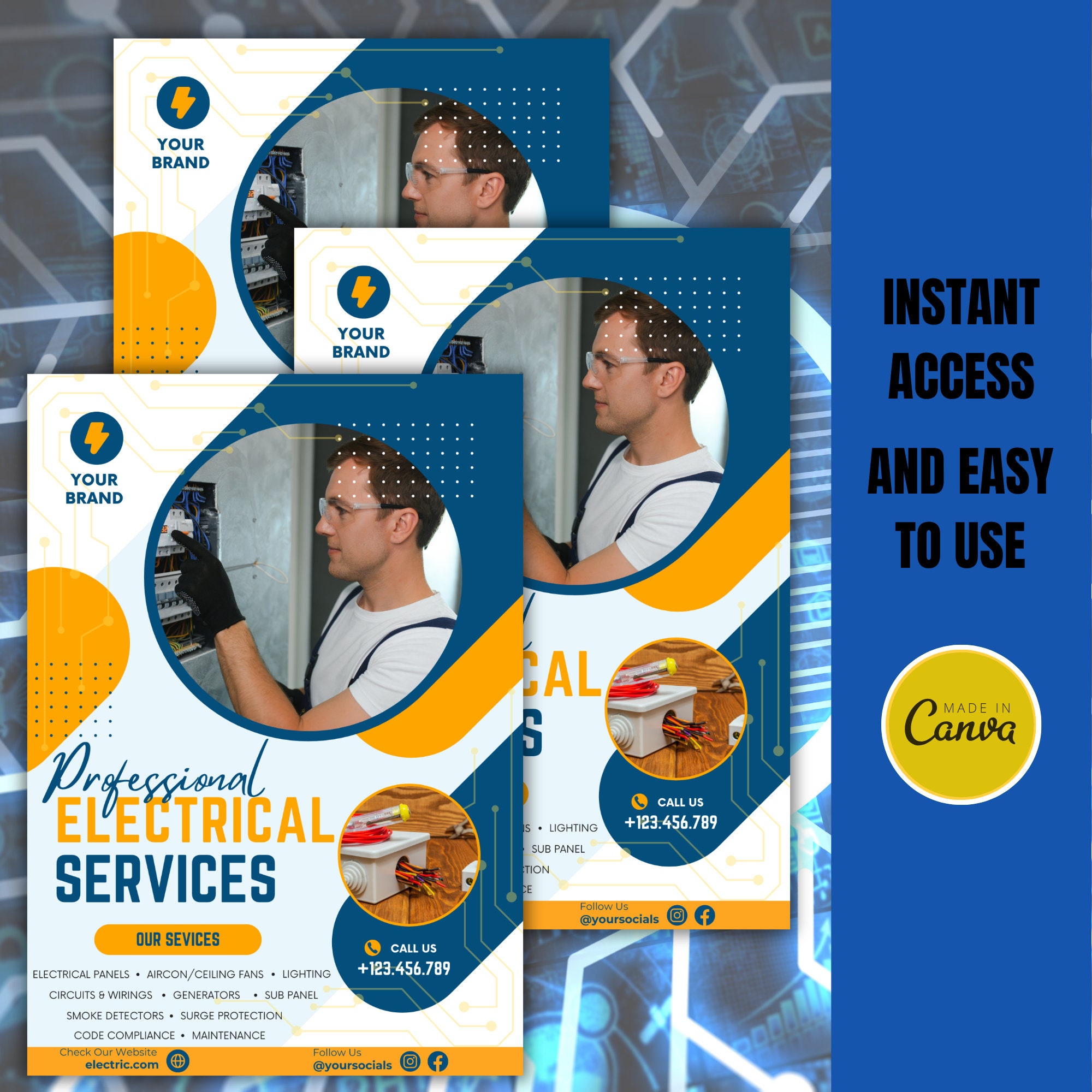 Electrical Services Flyer Template. Electrician Service Flyer Editable ...