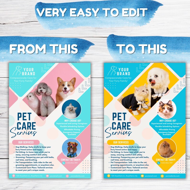 Pet Care Flyer Template | Editable Pet Shop Services Promotional Ad ...