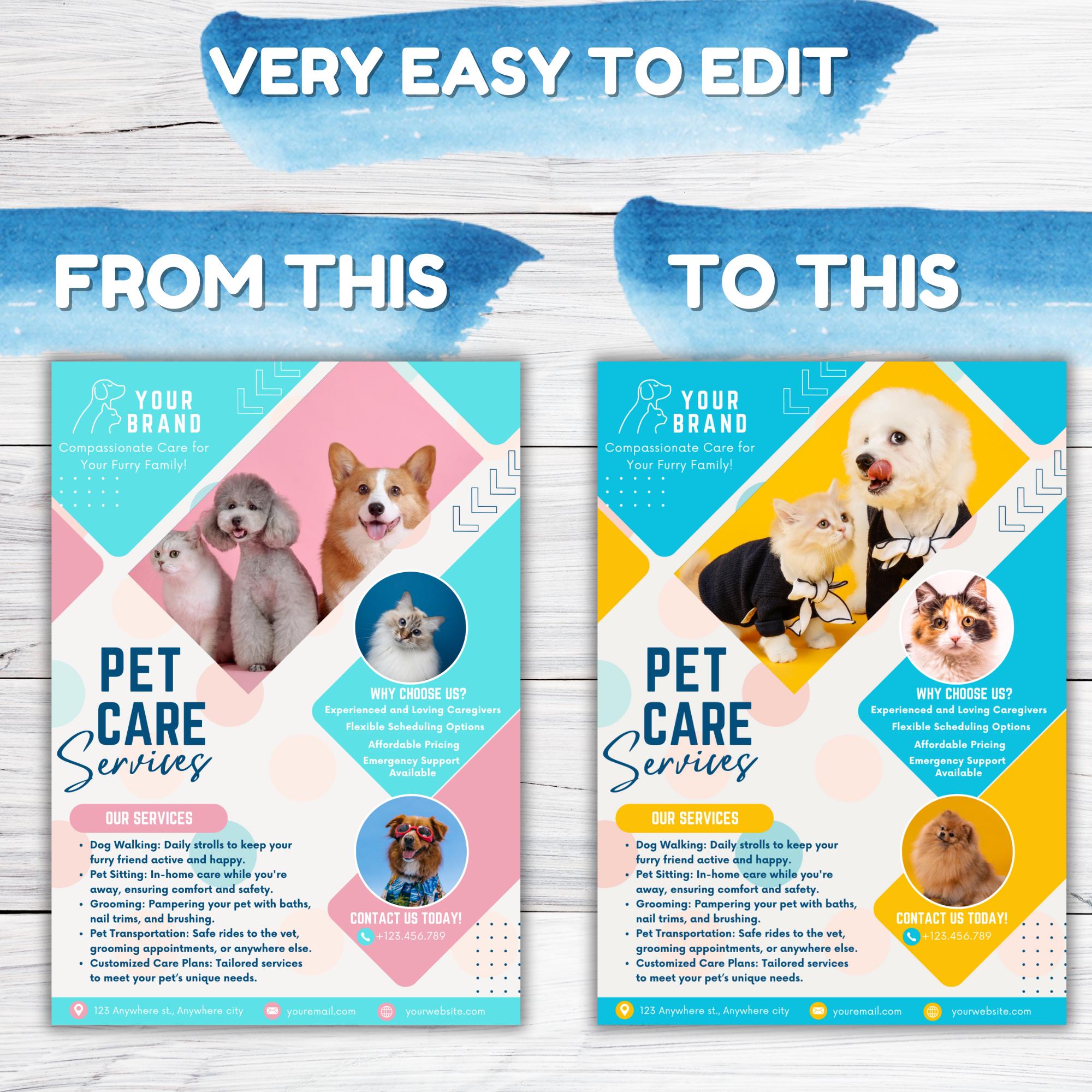 Pet Care Flyer Template | Editable Pet Shop Services Promotional Ad ...