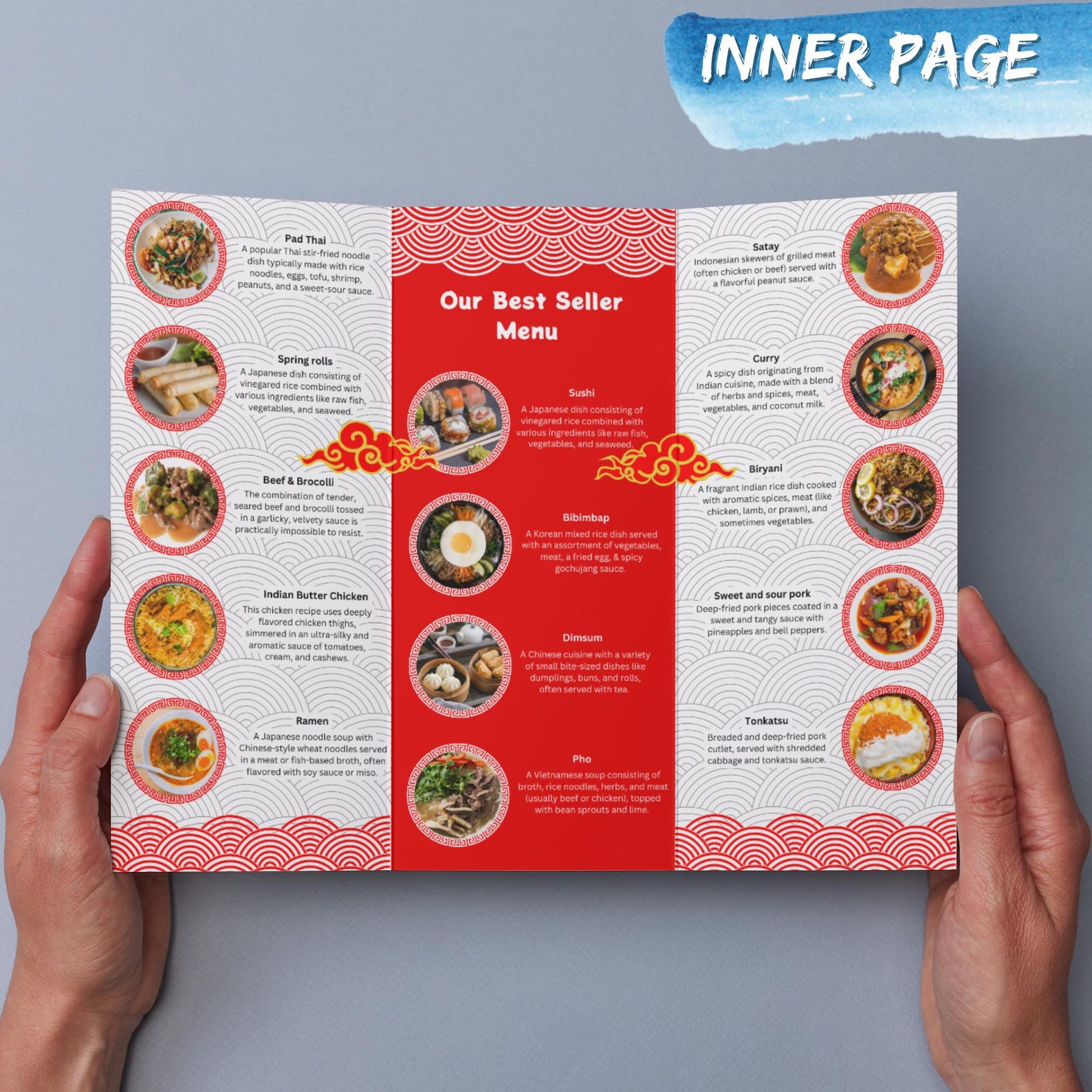 Asian Restaurant Menu Design - Trifold Template. Editable Premade Canva ...
