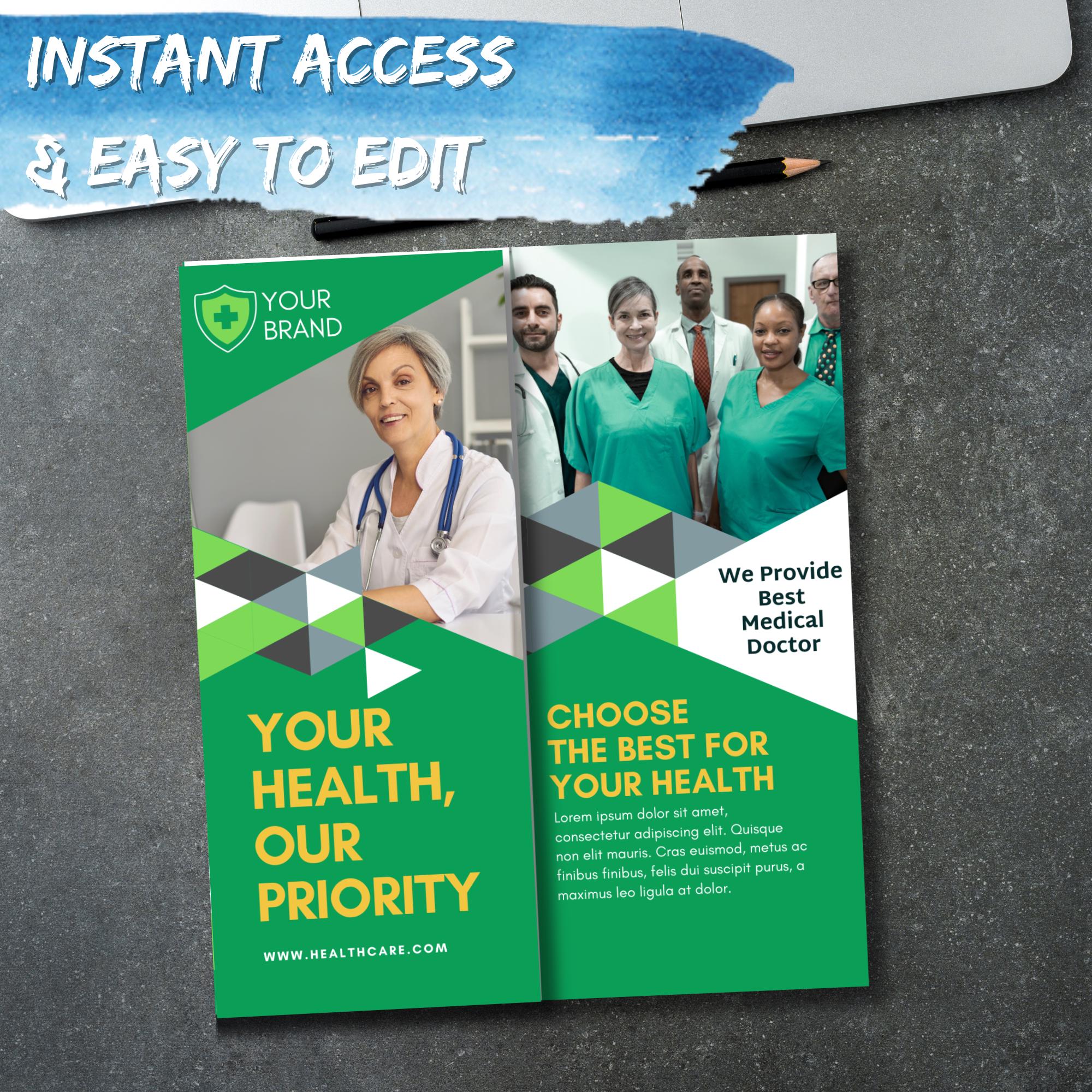 Healthcare Trifold Brochure Template - Editable Design. Premade Canva ...