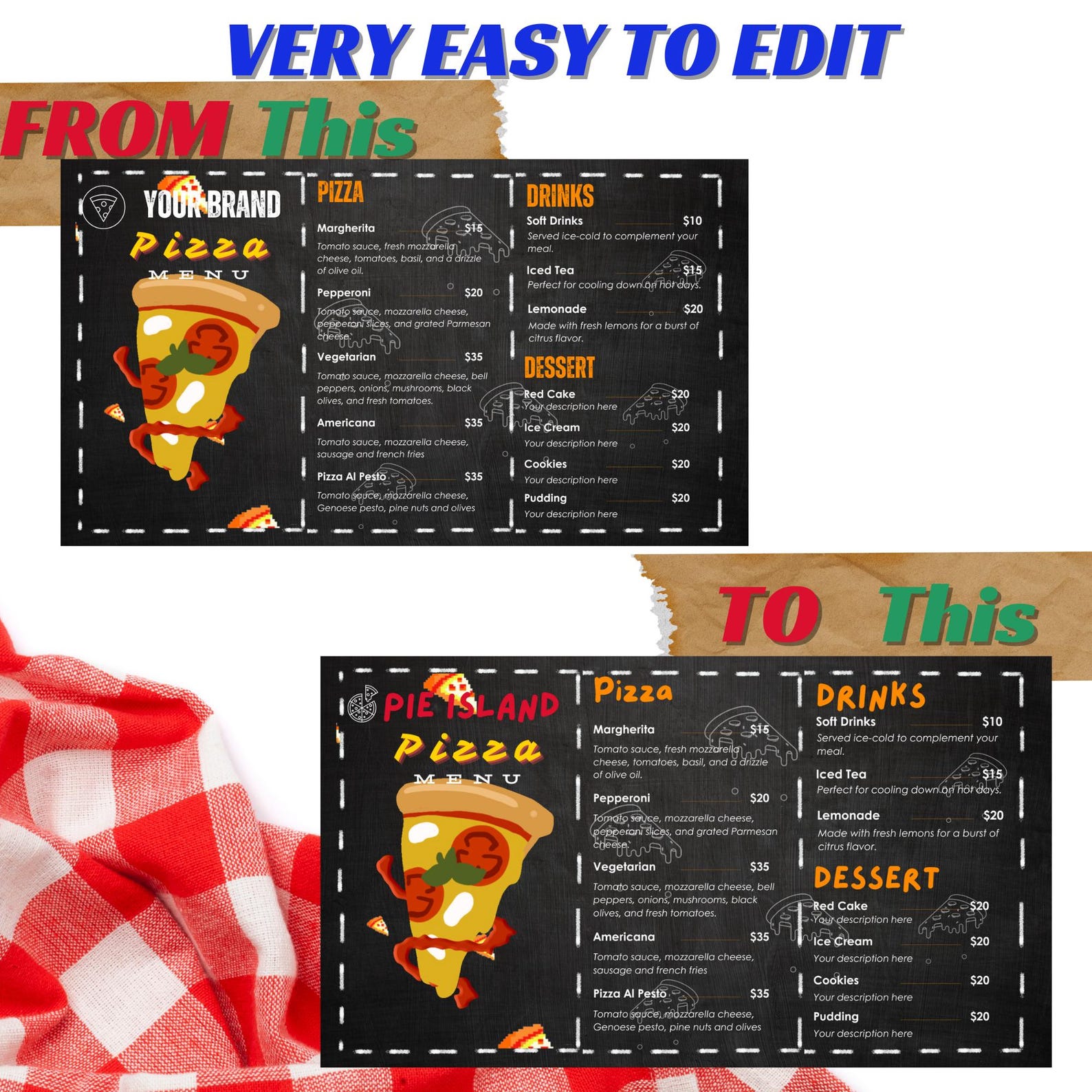 Digital Animated Pizza Menu Board Template - Customizable Design ...