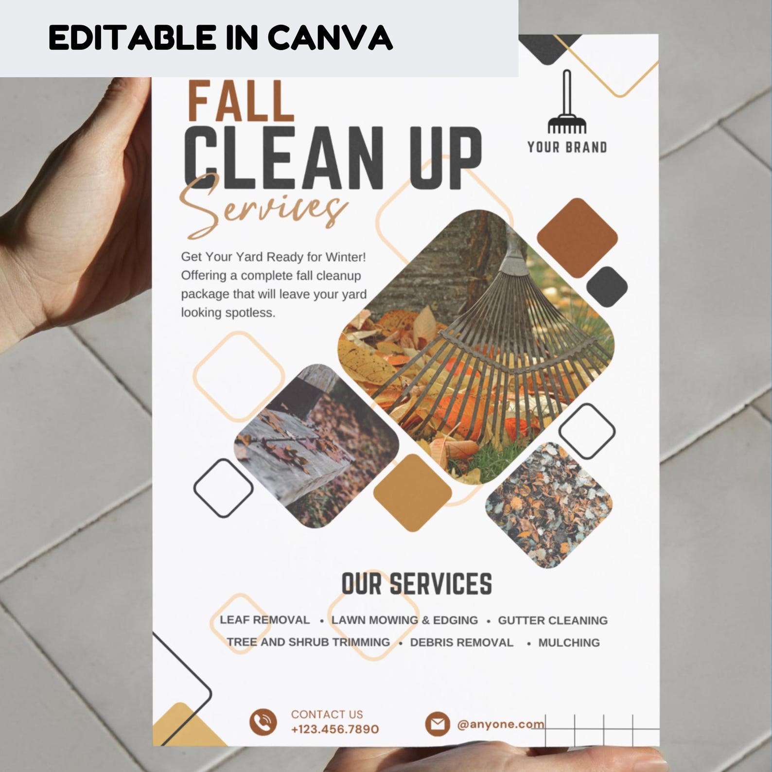 Fall Clean up Services Flyer Template: Editable Canva Design (digital ...