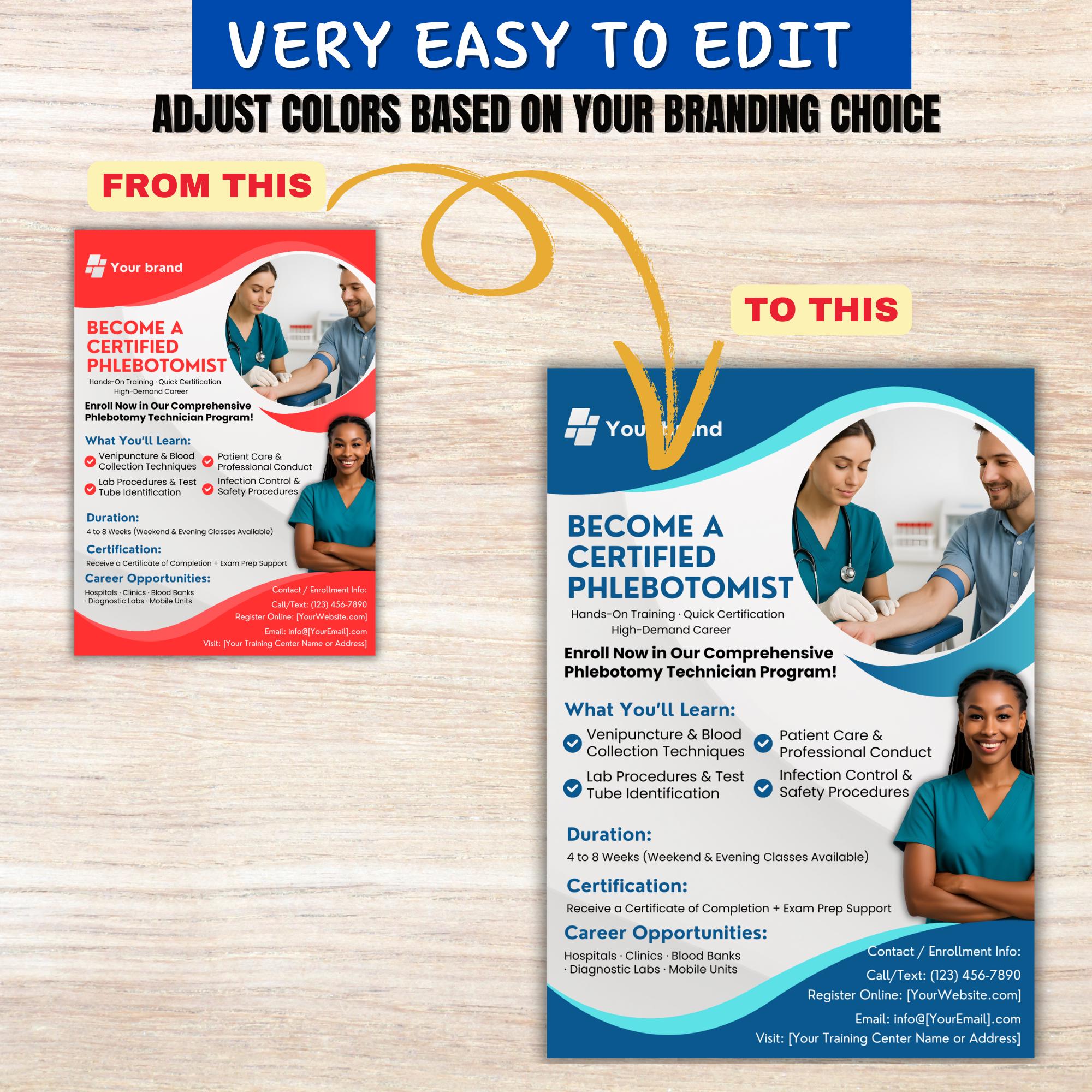 Phlebotomy Training Flyer Template: Editable Medical Course Promo ...