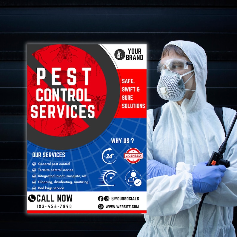 Pest Control Services Flyer Template. Printable Digital Download. Canva ...