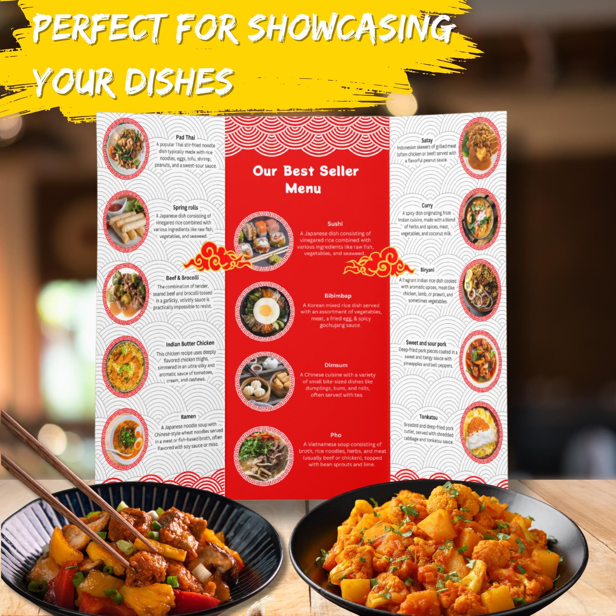 Asian Restaurant Menu Design - Trifold Template. Editable Premade Canva ...