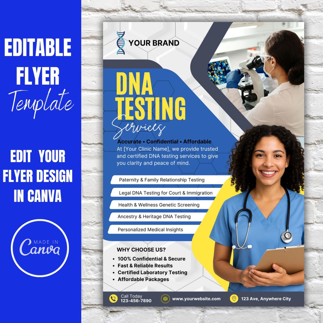 DNA Testing Flyer Template: Clinic Promo, Editable Design (digital ...