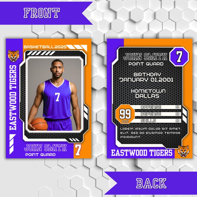 Basketball Trading Card Template | Editable Sport Trading Card Design ...