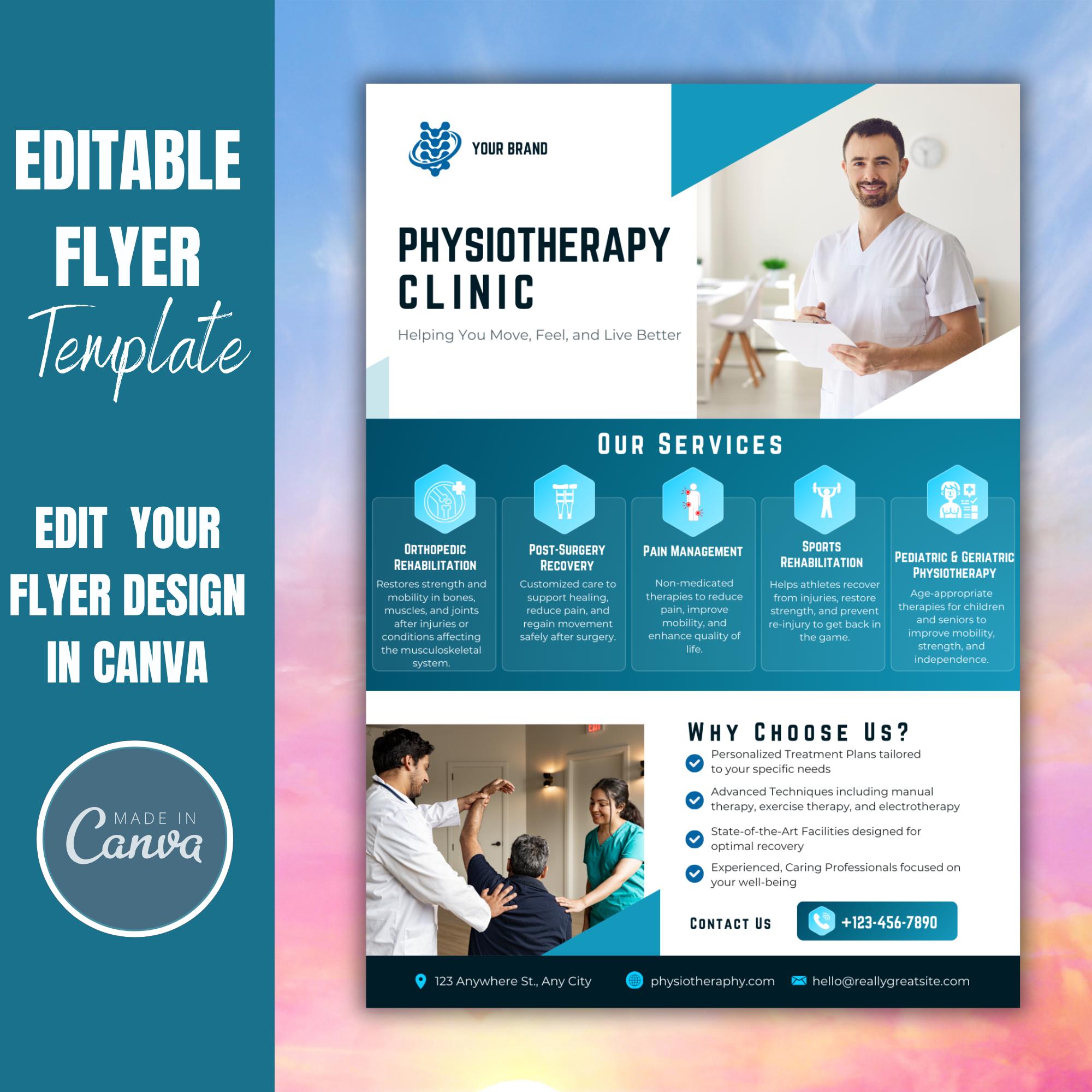 Physiotherapy Clinic Flyer Template Customizable Canva Design Etsy Physiotherapy Clinic Flyer Template Customizable Canva Design Etsy