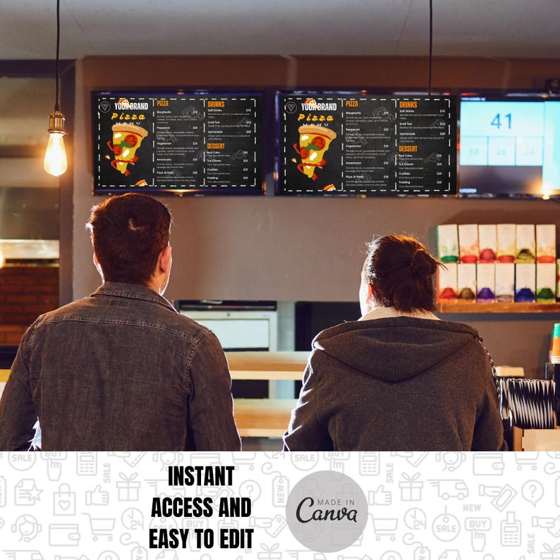 Digital Animated Pizza Menu Board Template - Customizable Design ...