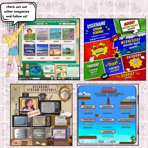 Customizable Stream Schedule Template| Gaming Twitch & Youtube | Cute ...