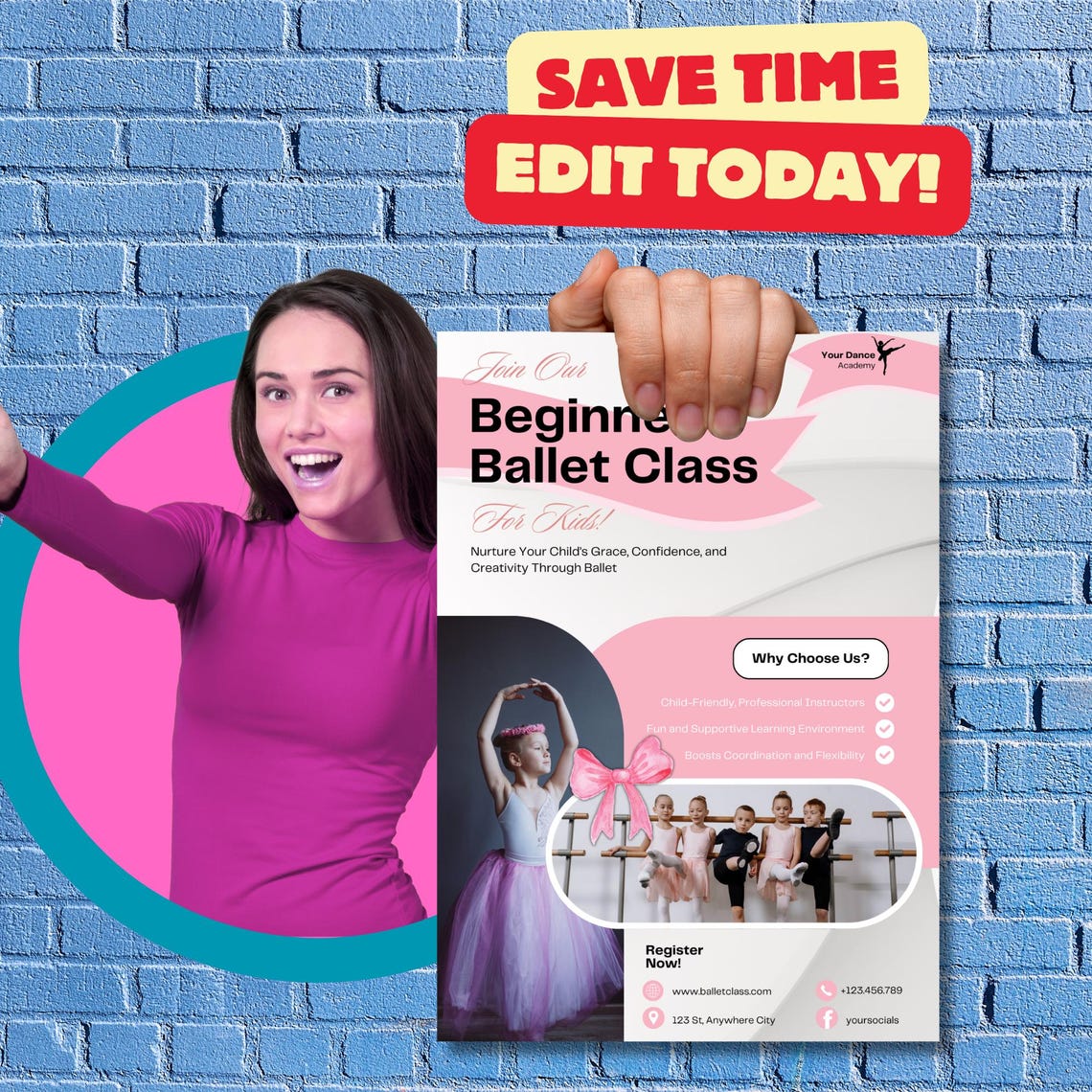 Ballet Class Flyer Template: Editable Dance Studio Poster (canva) - Etsy