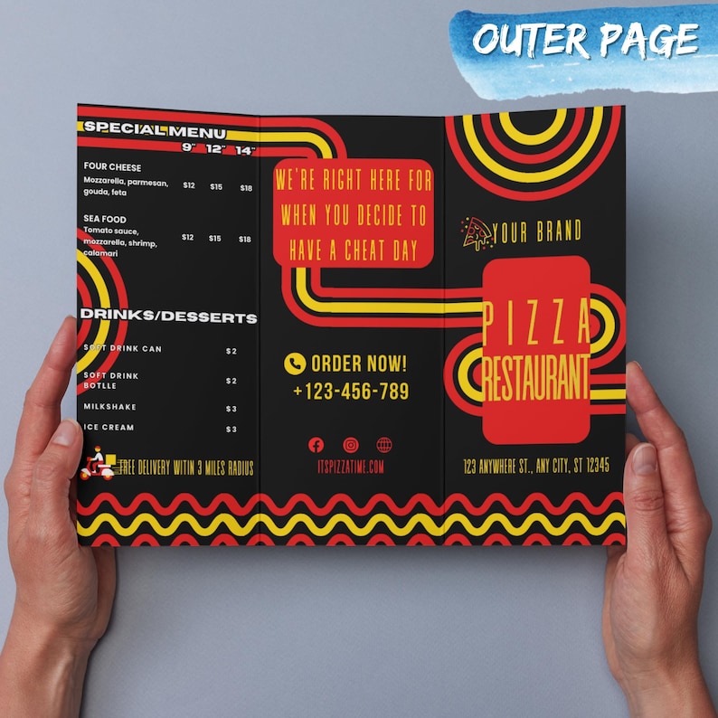 Pizza Menu Template. Tri Fold Pizza Restaurant Menu List Design ...