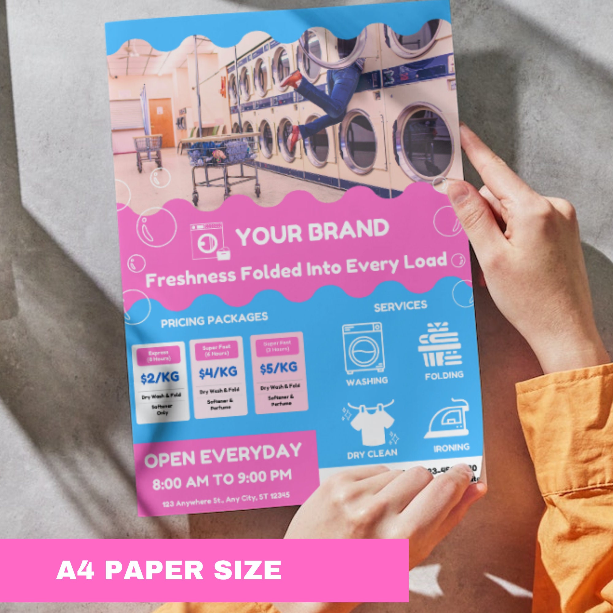 Laundry Shop Flyer Template: Editable Canva Design (digital Download ...