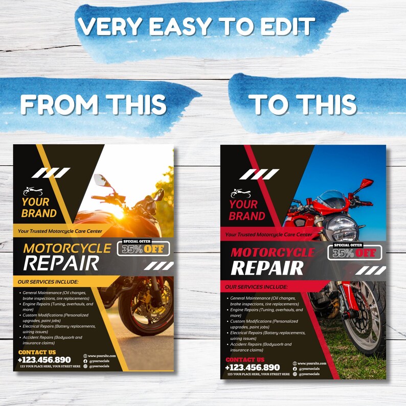 Motorcycle Repair Flyer Template. Premade Canva Design Layout. Instant ...