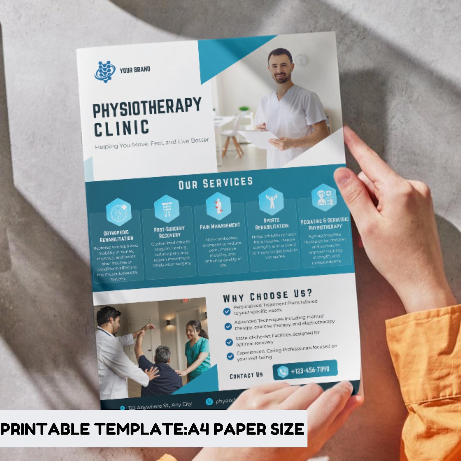 Physiotherapy Clinic Flyer Template: Customizable Canva Design - Etsy