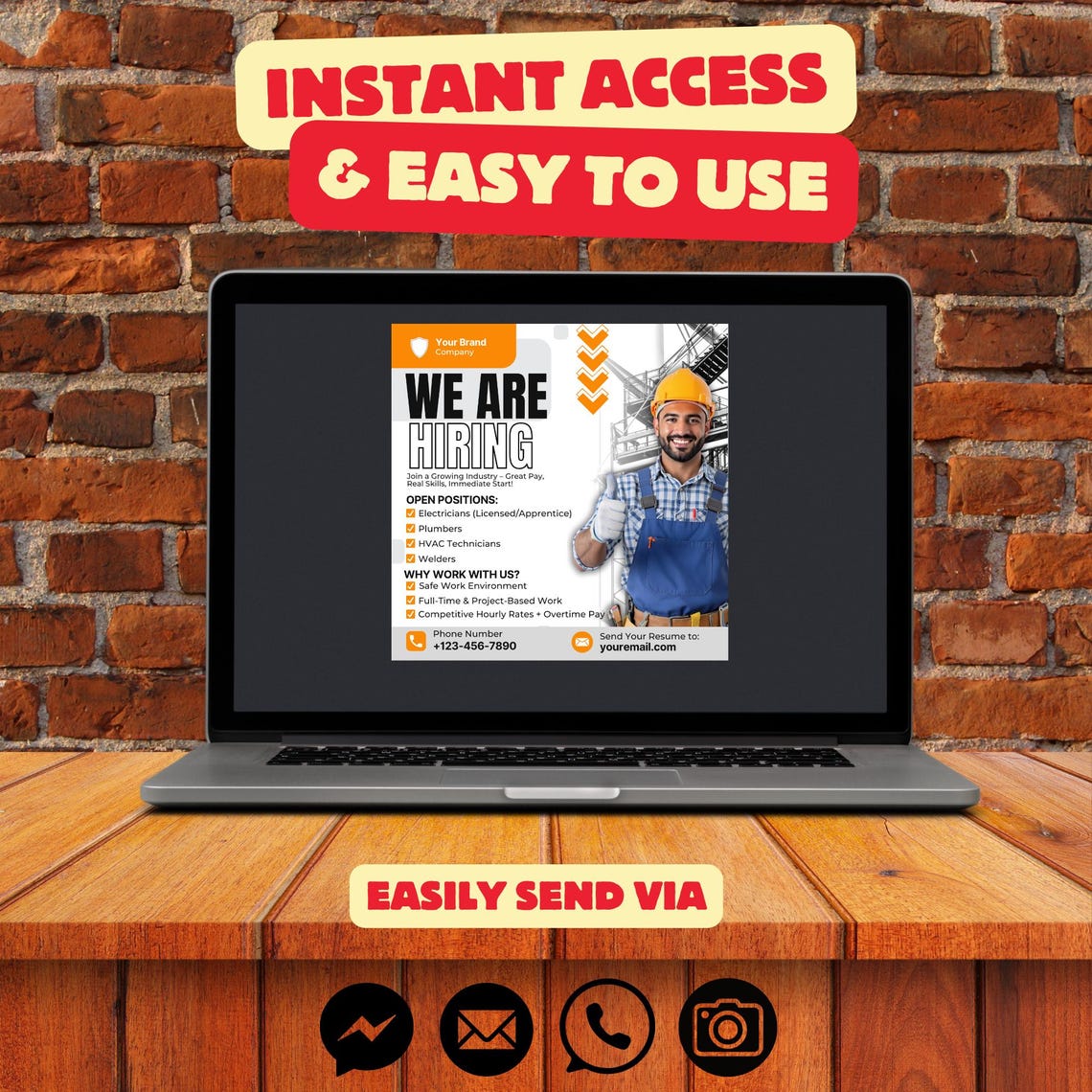 Skilled Trades Hiring Flyer Template: Editable Construction Recruitment ...