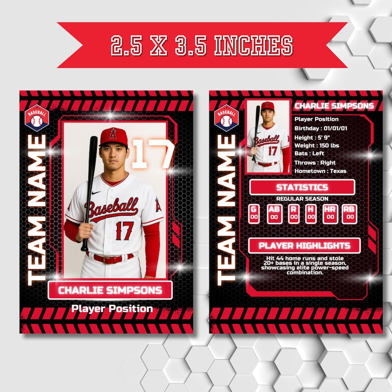 Editable Baseball Trading Card Template: Canva Design, 2.5x3.5 in ...