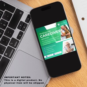 Professional Caregiver Services Flyer Template. Digital Flyer for ...