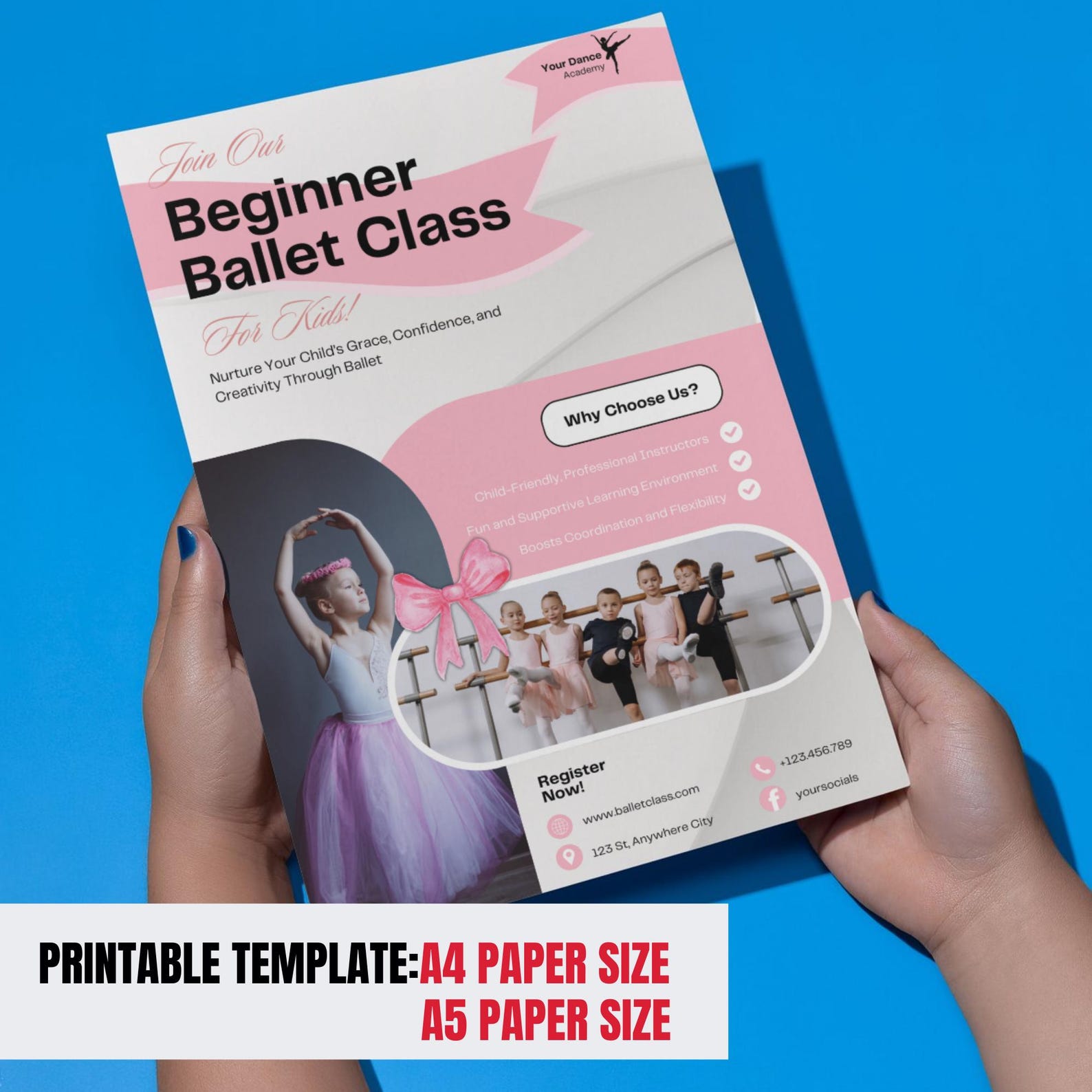 Ballet Class Flyer Template | Editable Dance Studio Poster Layout ...