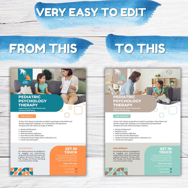 Customizable Child Counseling Flyer Template. Editable Pediatric ...