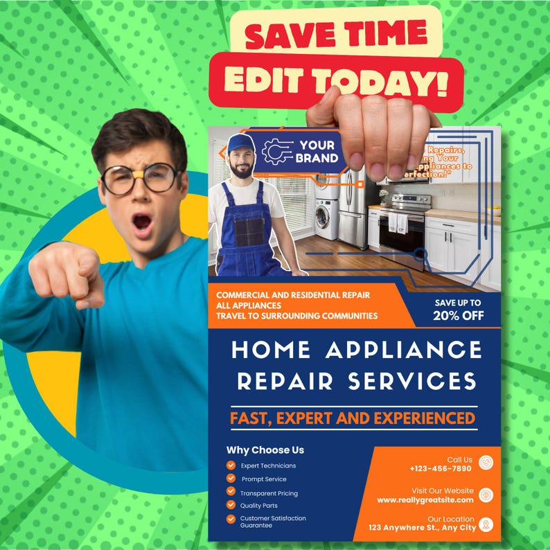 Editable Appliance Repair Flyer Template | Instant Download Easy Edit ...