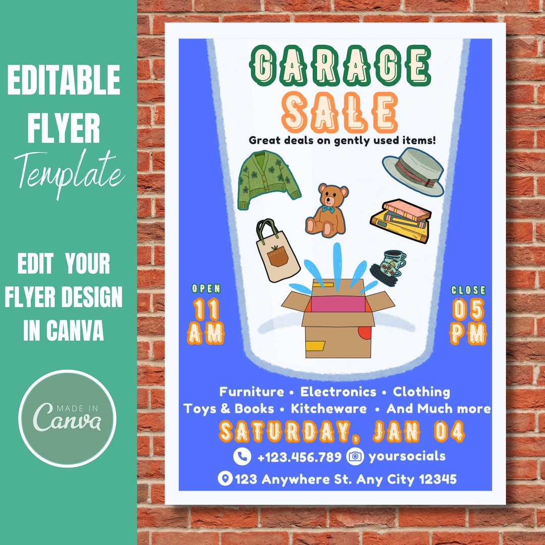 Editable Garage Sale Flyer Template. Yard Sale Promotional Flyer Design ...