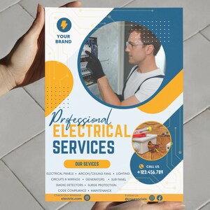 Editable Electrician Flyer Template | Electrical Services Promotional ...