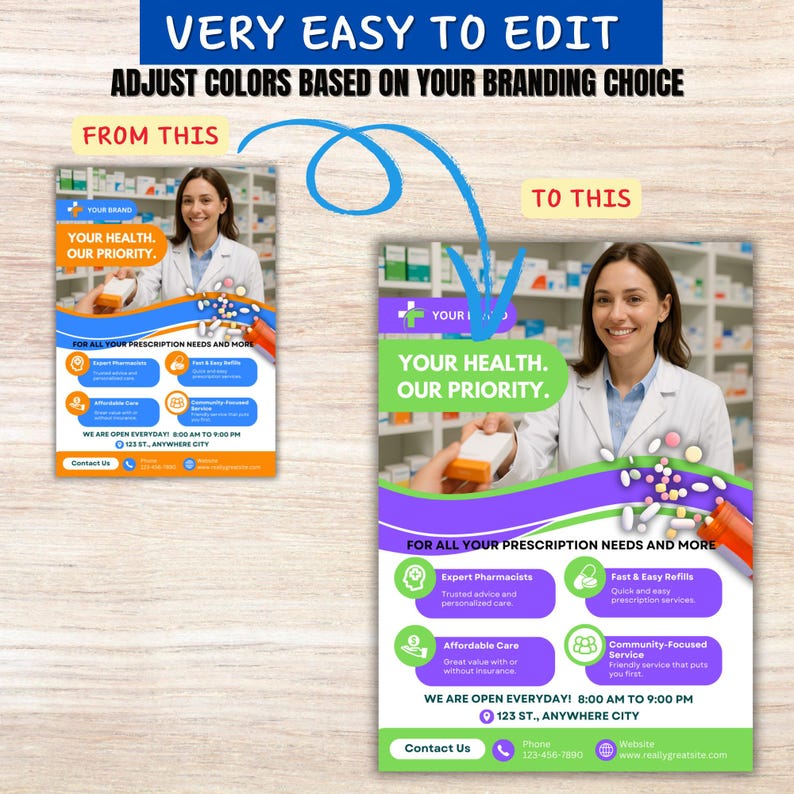 Pharmacy Flyer Template: Editable Canva Design (A4 & A5) - Etsy