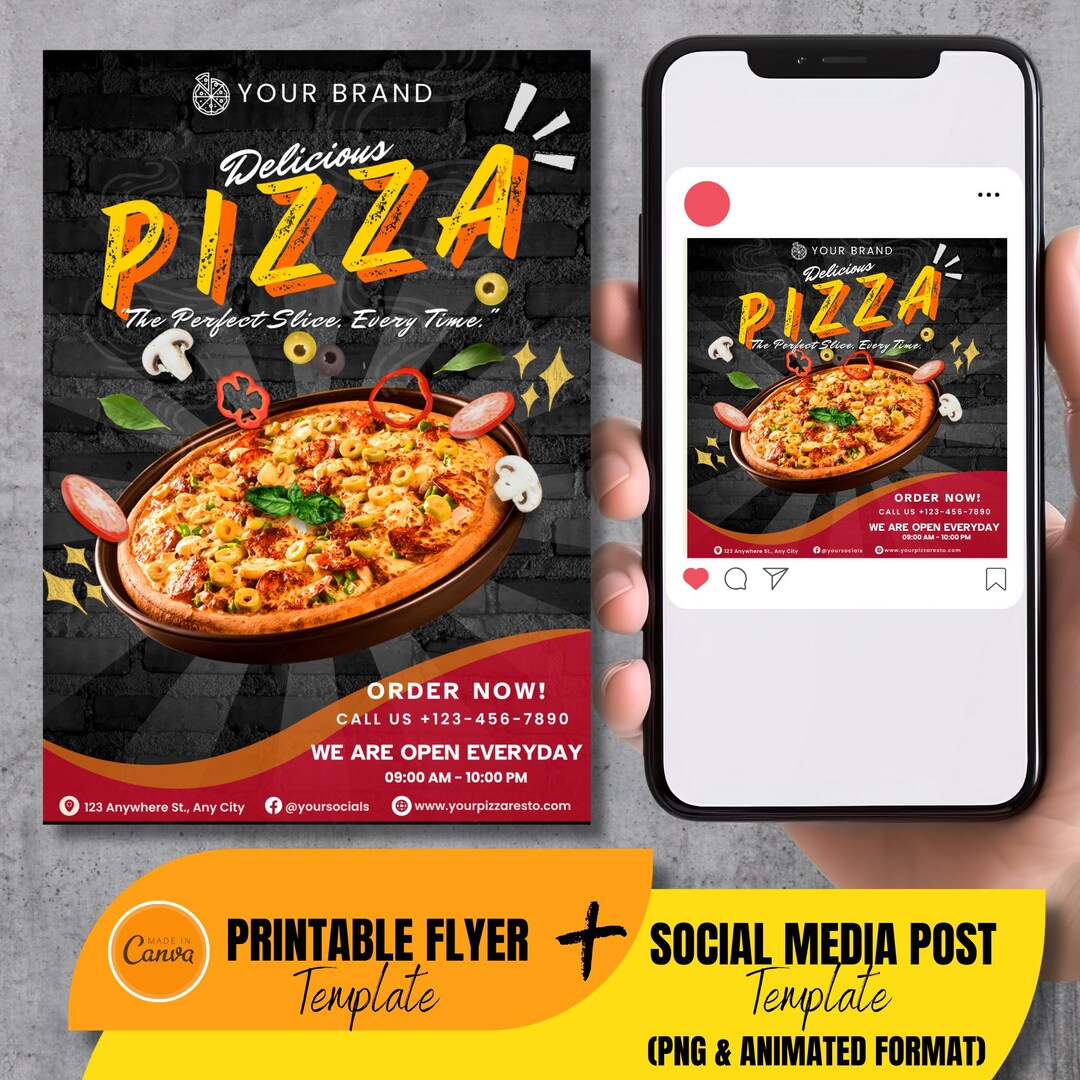 Editable Pizza Flyer Template. Pizza Promotional Flyer Design. Premade ...
