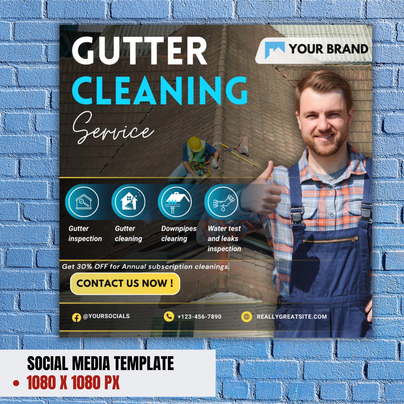Gutter Cleaning Services Flyer Template. Social Media Posting Flyer for ...
