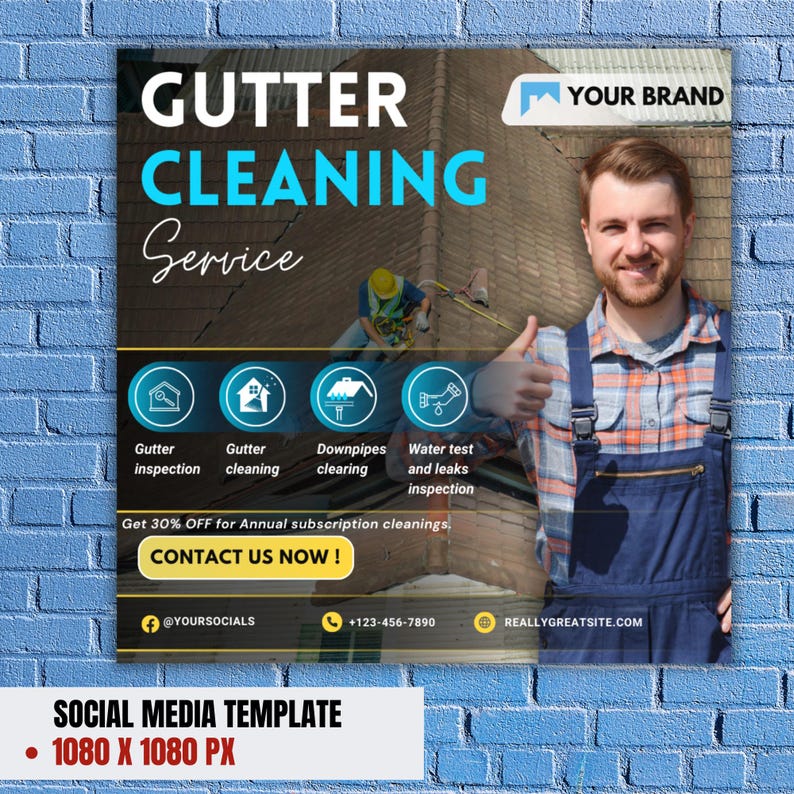 Gutter Cleaning Services Flyer Template. Social Media Posting Flyer for ...