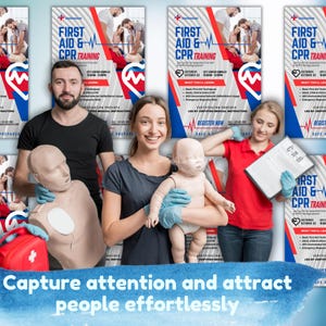 CPR Training Flyer Template: Editable Emergency Medical Poster (canva ...