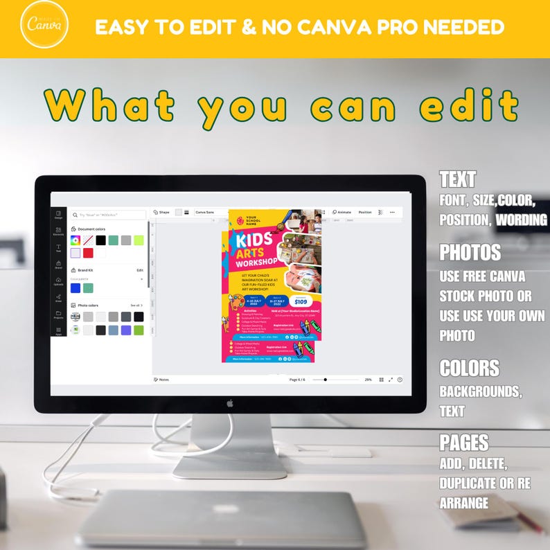 Editable Kids Art Workshop Flyer Template | Premade Canva Art Class ...