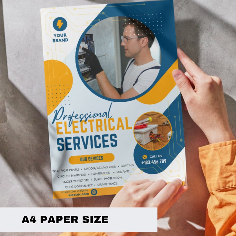 Editable Electrician Flyer Template | Electrical Services Promotional ...