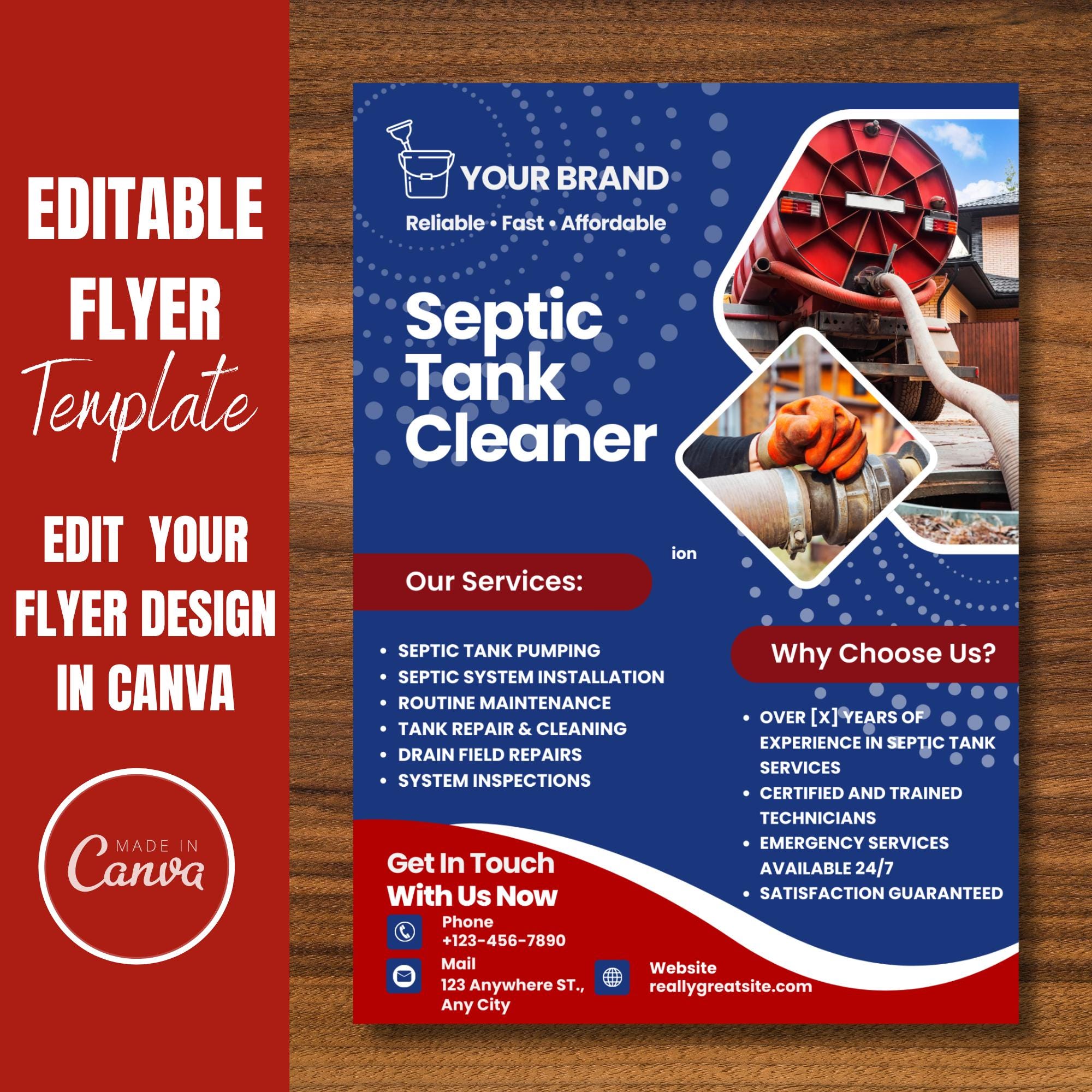 Septic Tank Cleaner Flyer Template. Premade Canva Template Design ...