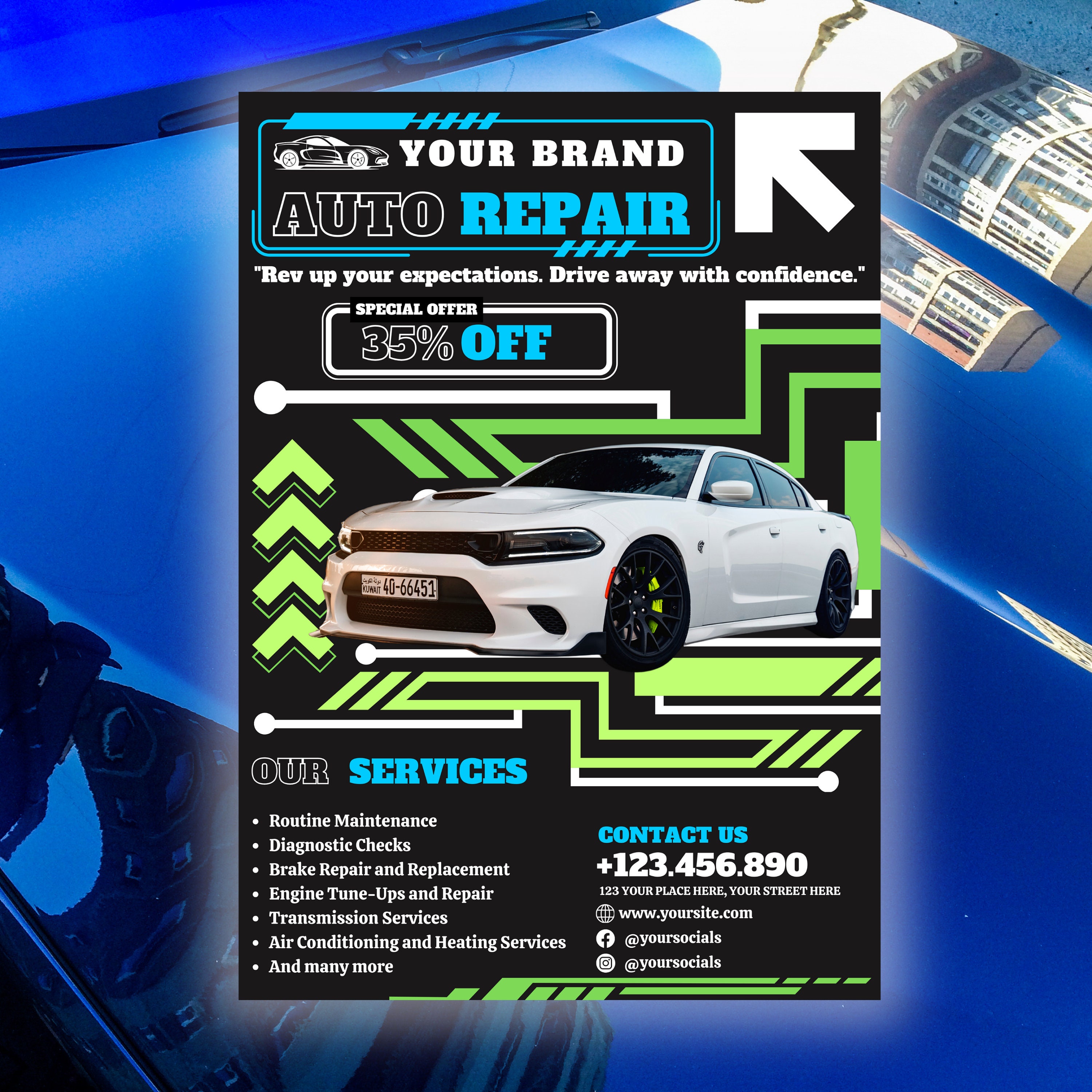 Auto Repair Shop Flyer Template: Editable Canva Layout (digital ...