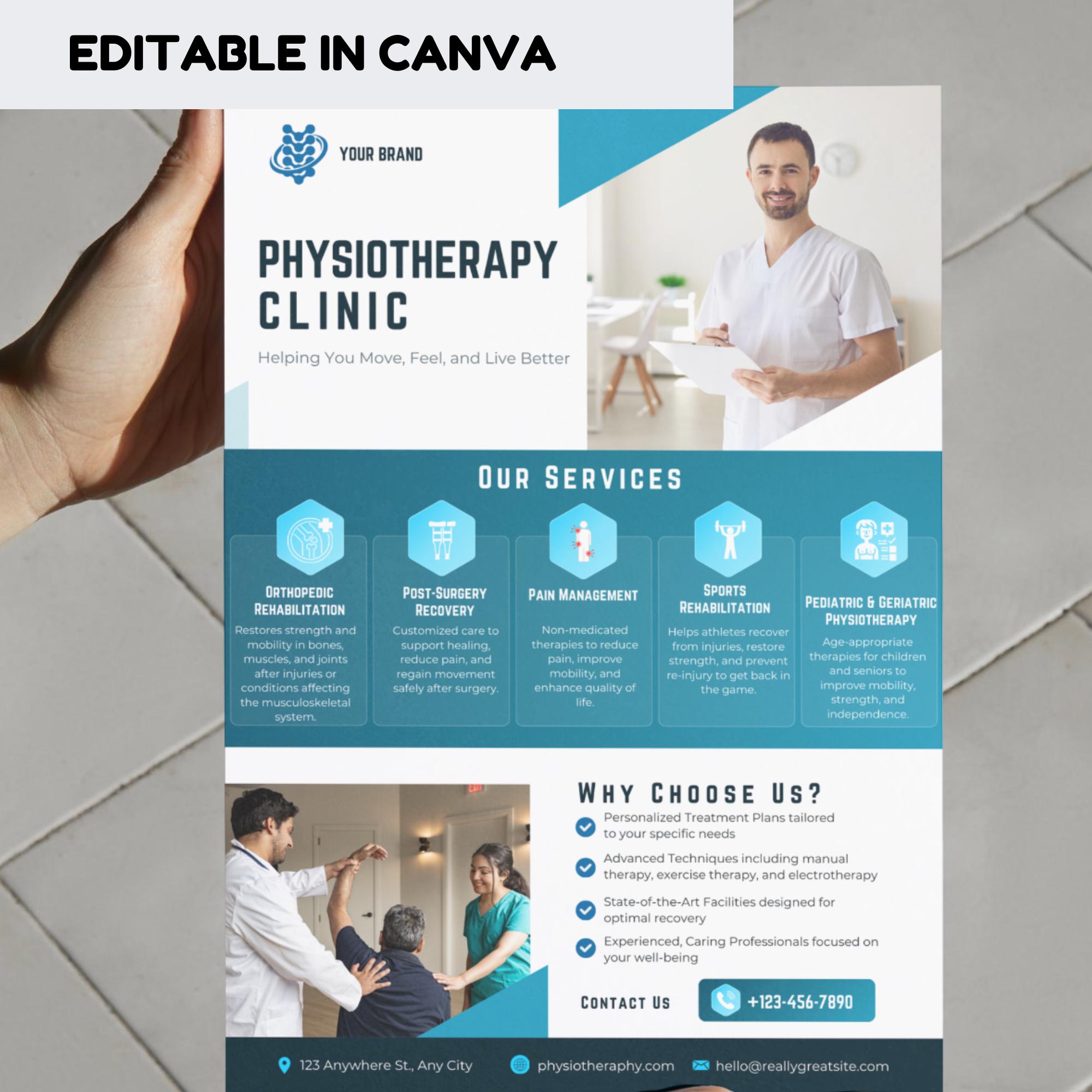 Physiotherapy Clinic Flyer Template: Customizable Canva Design - Etsy